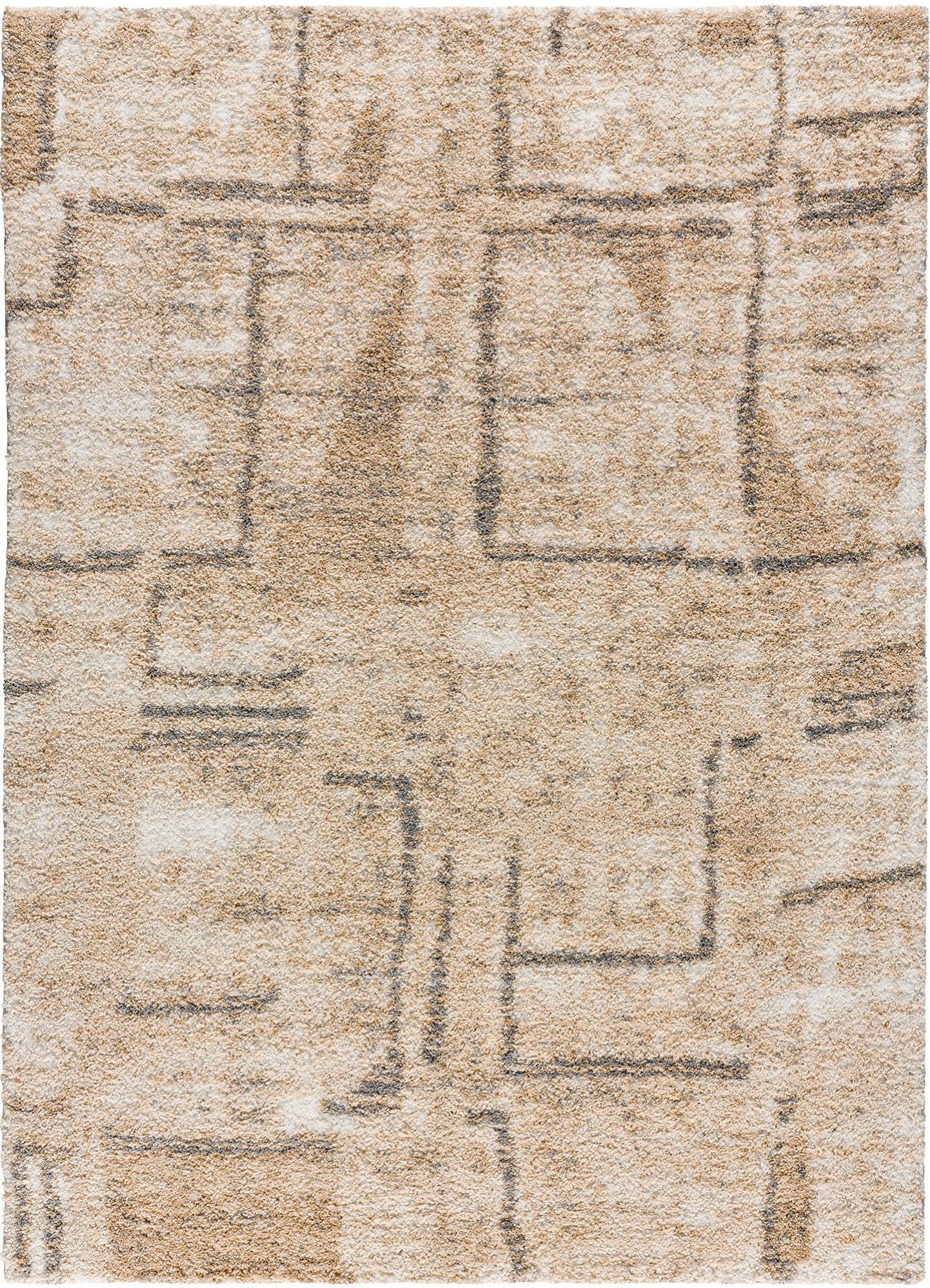 Alfombra de pelo largo con texturas en tonos beige SERENE, 80x150 cm ...