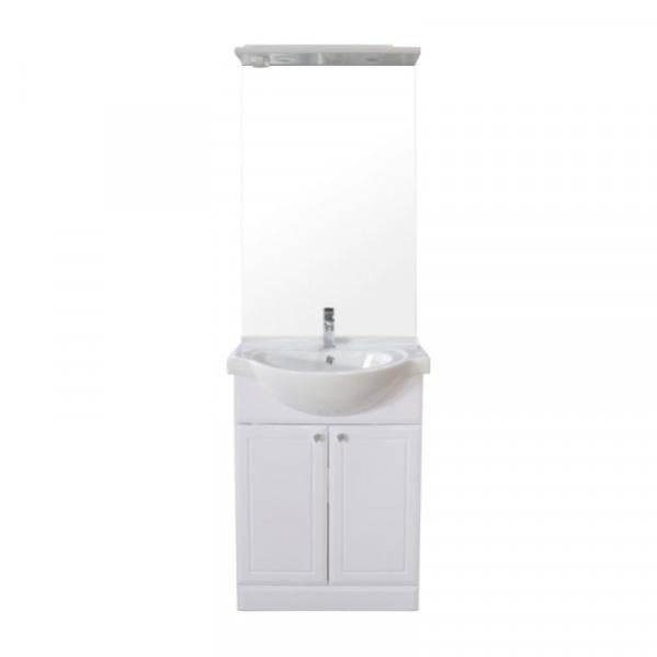 Meuble de salle de bain 3en1 2 portes 60 cm Blanc - KUOGA - L 60 x l 47 ...