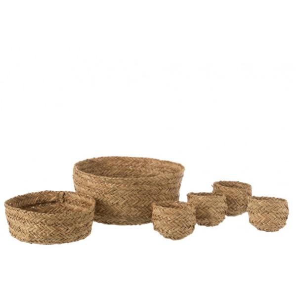 Set De 6 Paniers Rond Zostere Naturel - L 42 x l 42 x H 18 cm | Leroy ...