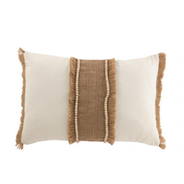 Coussin Marie Cotton / Jute Blanc - L 40 x l 60 x H 0 cm | Leroy Merlin