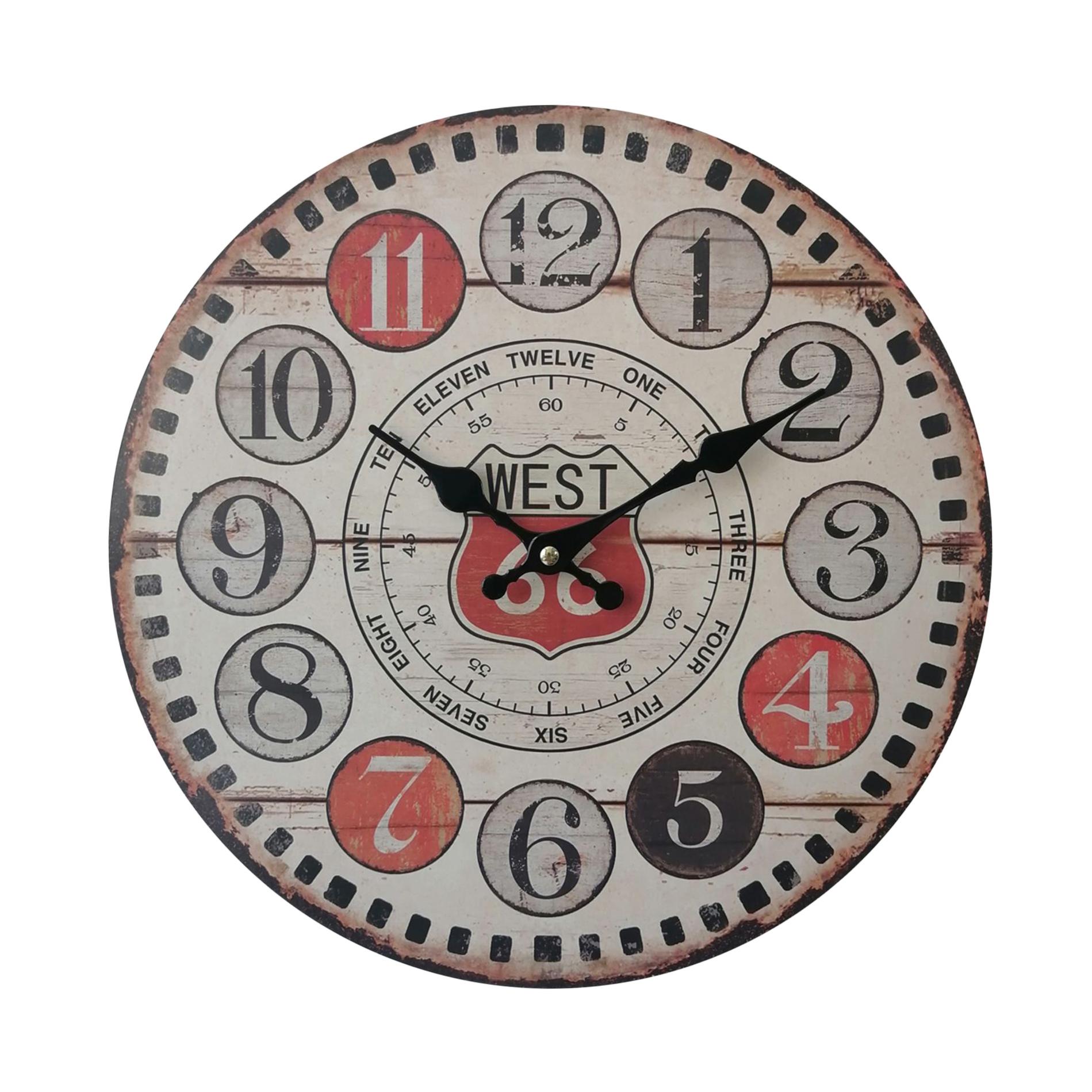 Rebecca Mobili Reloj Retro Colgante Relojoes Redondos Mdf Metal Marrón ...