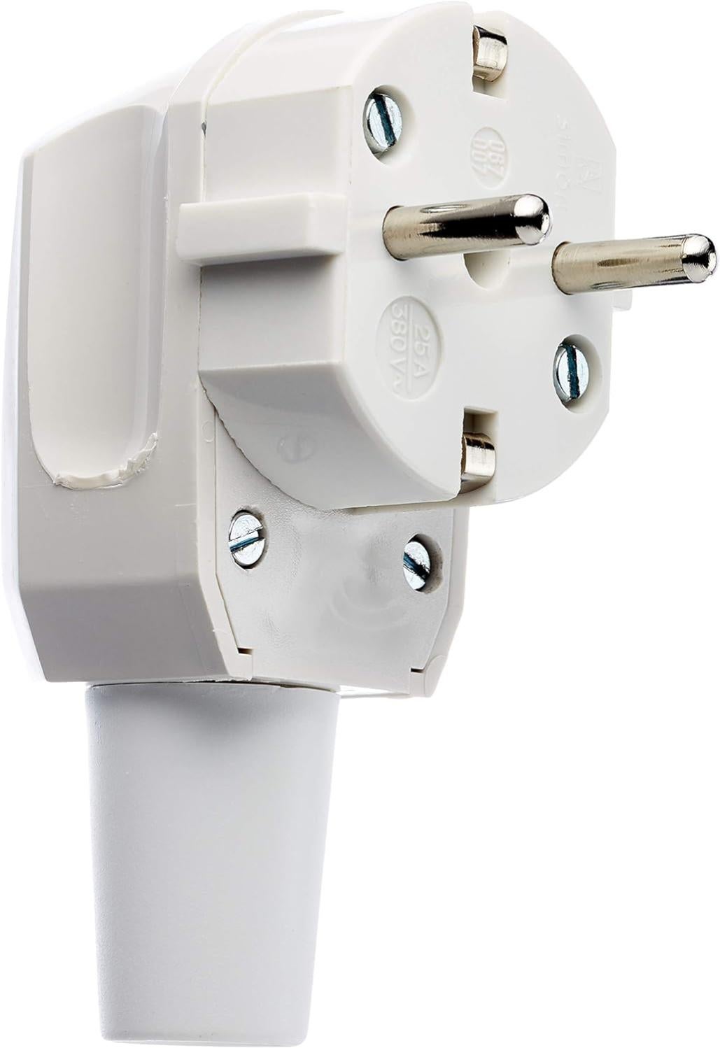 Clavija enchufe 2P 25A toma tierra lateral - SIMON | Leroy Merlin