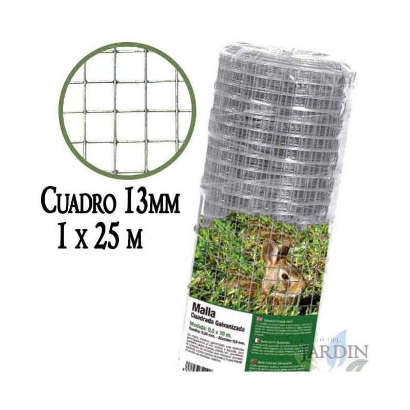 Malla metálica, cuadro 13mm. Valla galvanizada 1 x 25 metros | Leroy Merlin