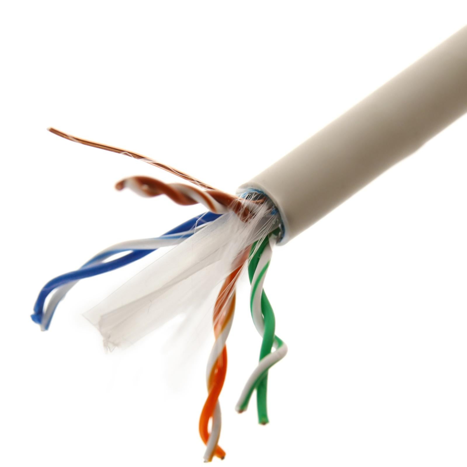 Enrouleur avec câble LSHF FTP de Cat.6 24AWG rigide blanc 305 m | Leroy ...