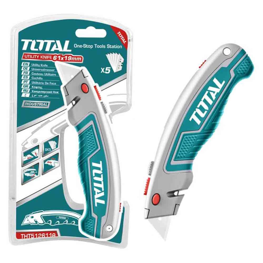 Cutter taglierino in alluminio lama trapezio mm.61 x 19 con 5 lame ...