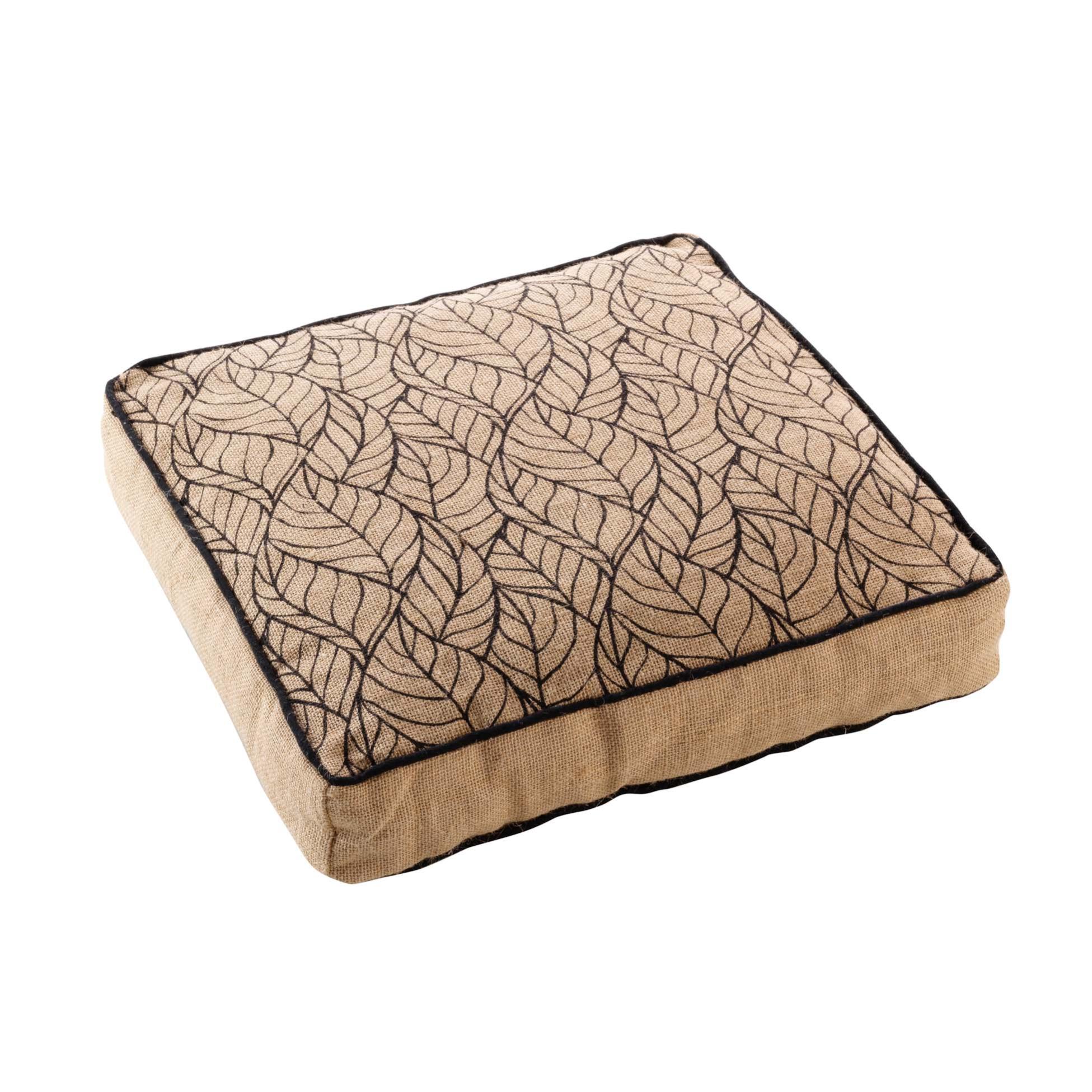 Coussin de sol jute 40 x 40 cm Kalindra noir | Leroy Merlin