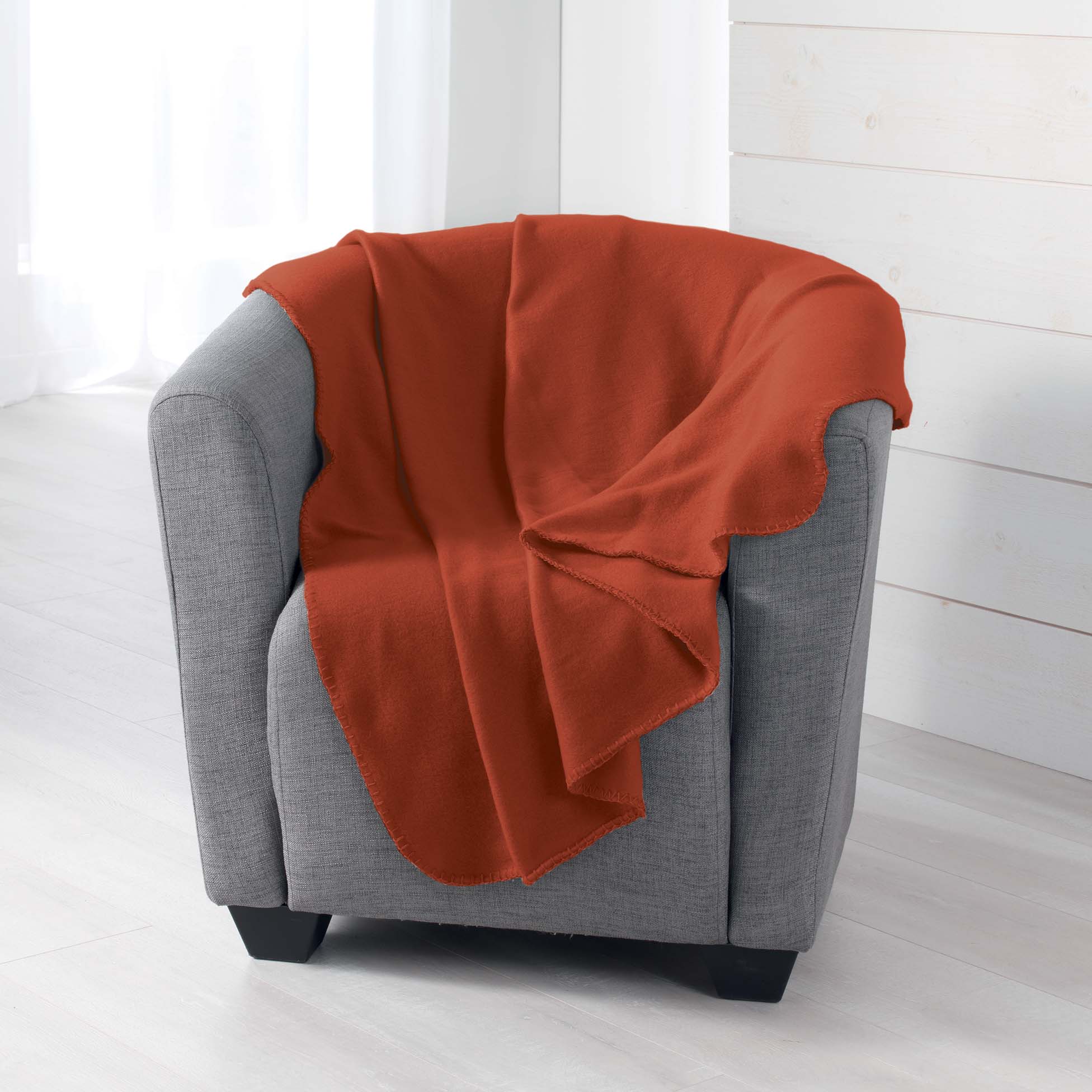 Plaid 125 x 150 cm Miloux Terracotta | Leroy Merlin