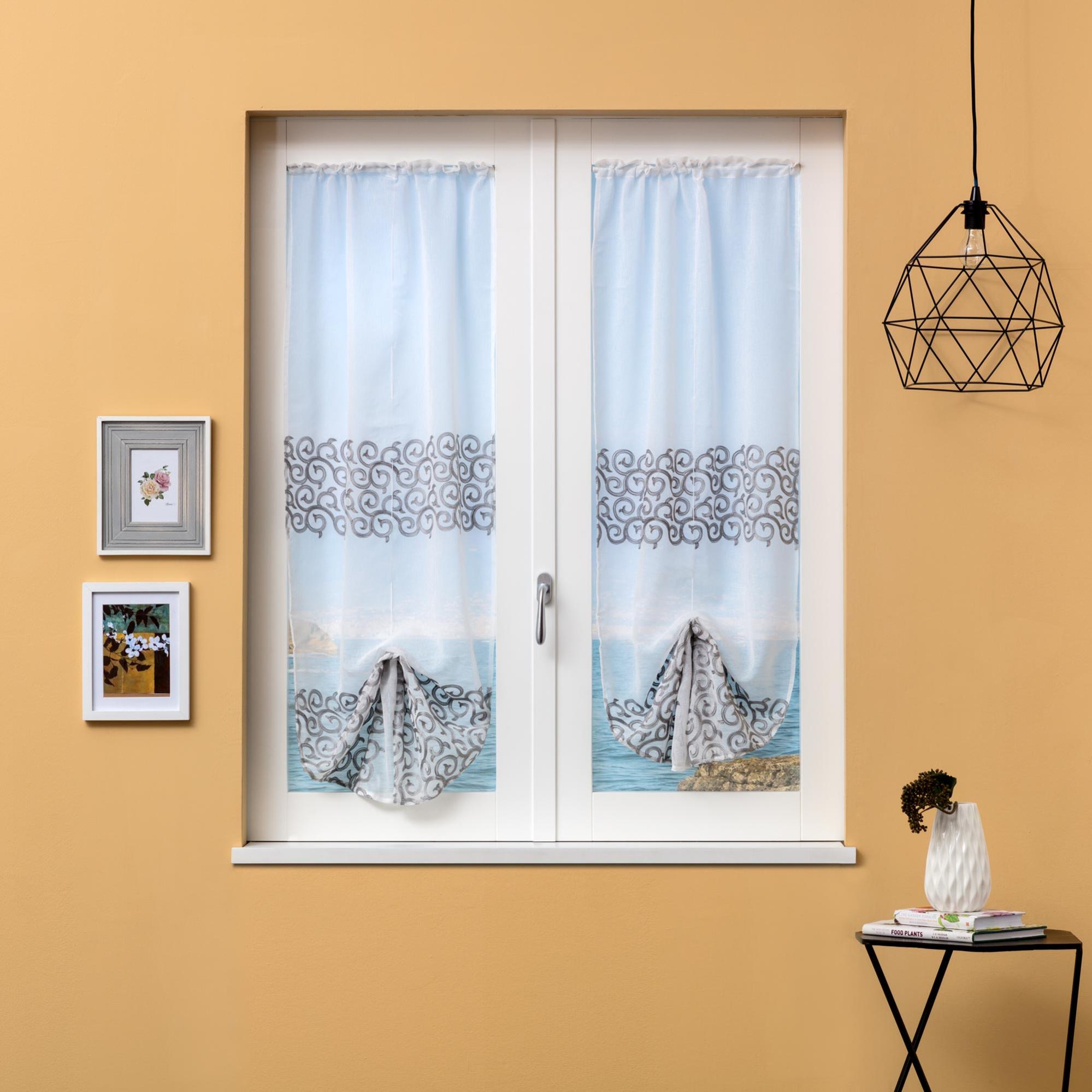 Coppia tendine, tenda a vetro, tendina a vetro Evelyn Grigio cm 60x150 ...