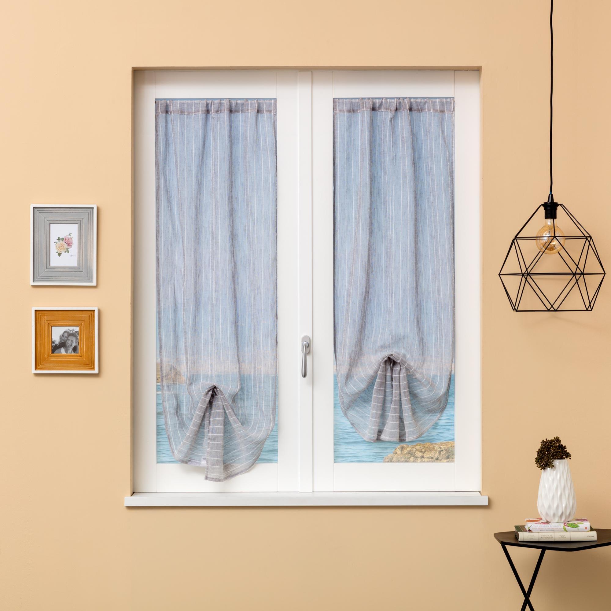 Coppia tendine, tenda a vetro, tendina a vetro regolabili Vogue Grigio ...
