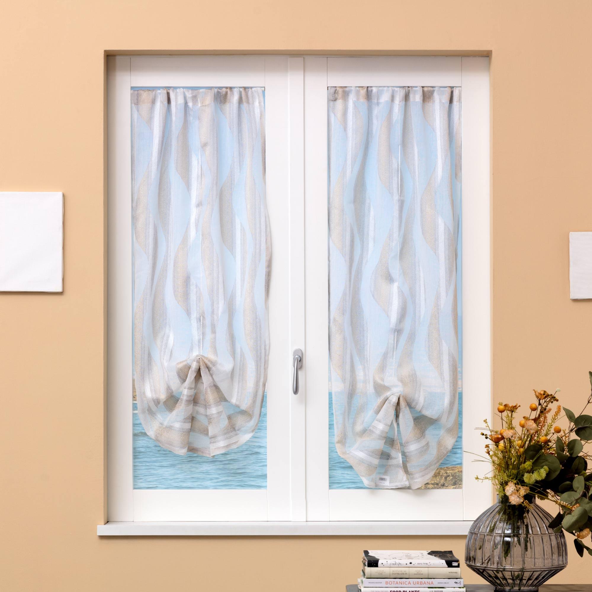 Coppia tendine, tenda a vetro, tendina a vetro regolabili Camilla Grigio cm 60x230 | Leroy Merlin