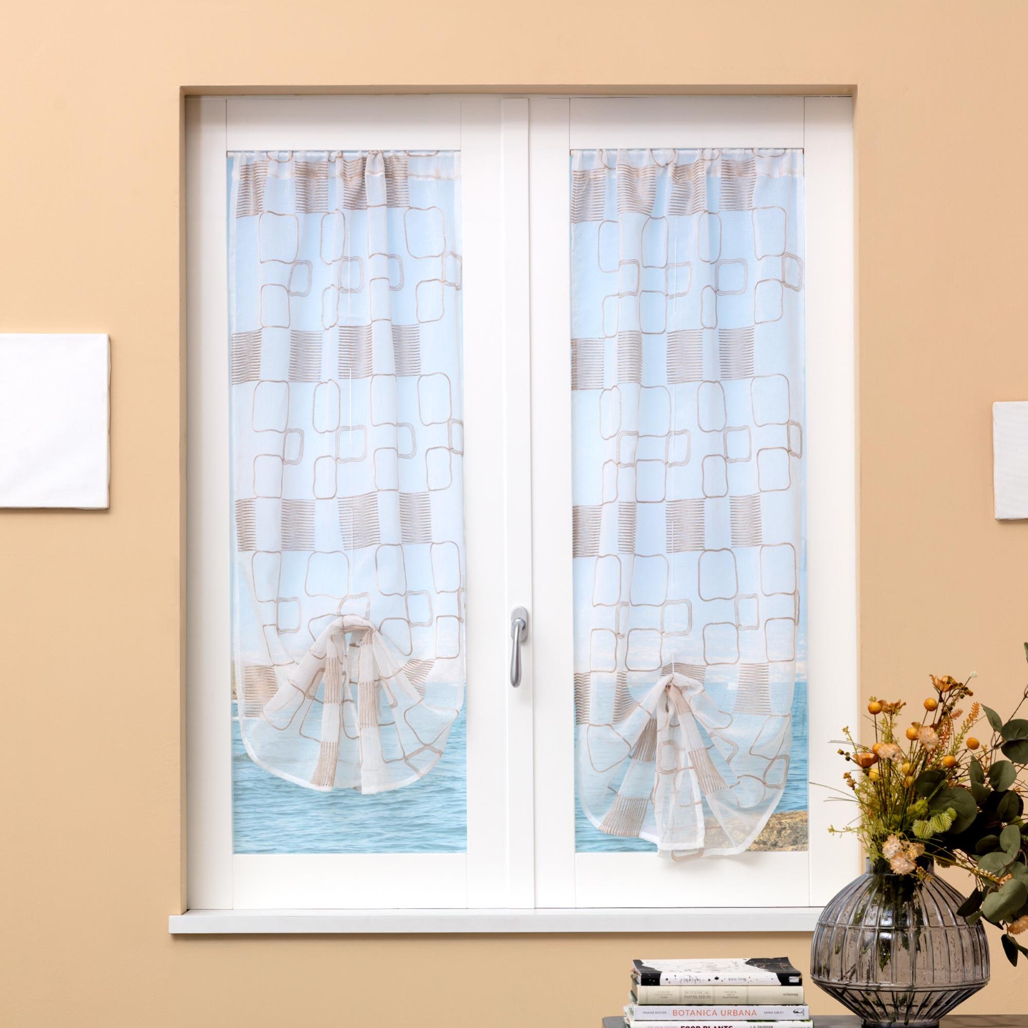 Coppia tendine, tenda a vetro, tendina a vetro regolabili Melodia Beige ...
