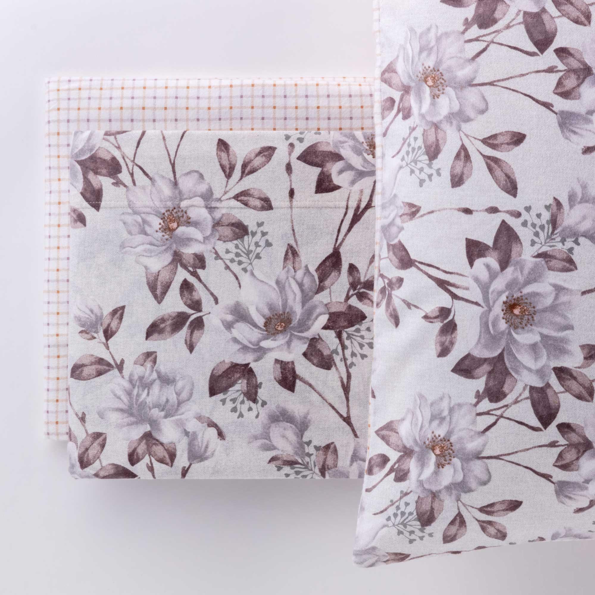 Completo letto in flanella Magnolia Tortora 1 Piazza e Mezza | Leroy Merlin