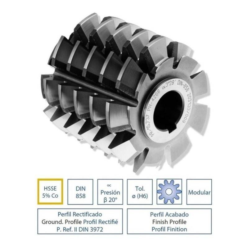 IZAR 49352 - Fresa madre hssco modular tallado-engranajes DIN858 00.75 ...