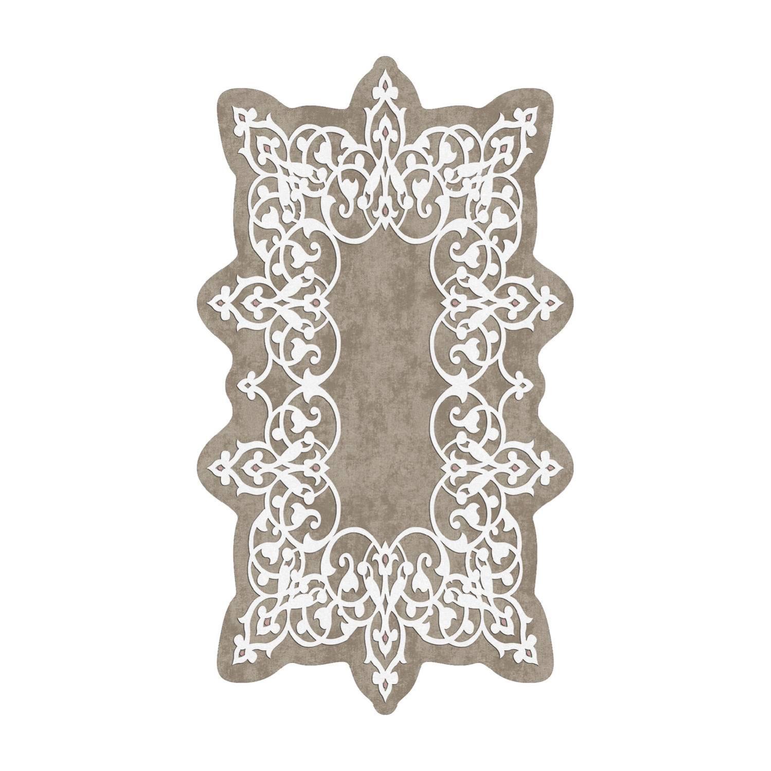 Tapis Pontiac 120x180cm Motif Arabesque Blanc et Beige foncé | Leroy Merlin