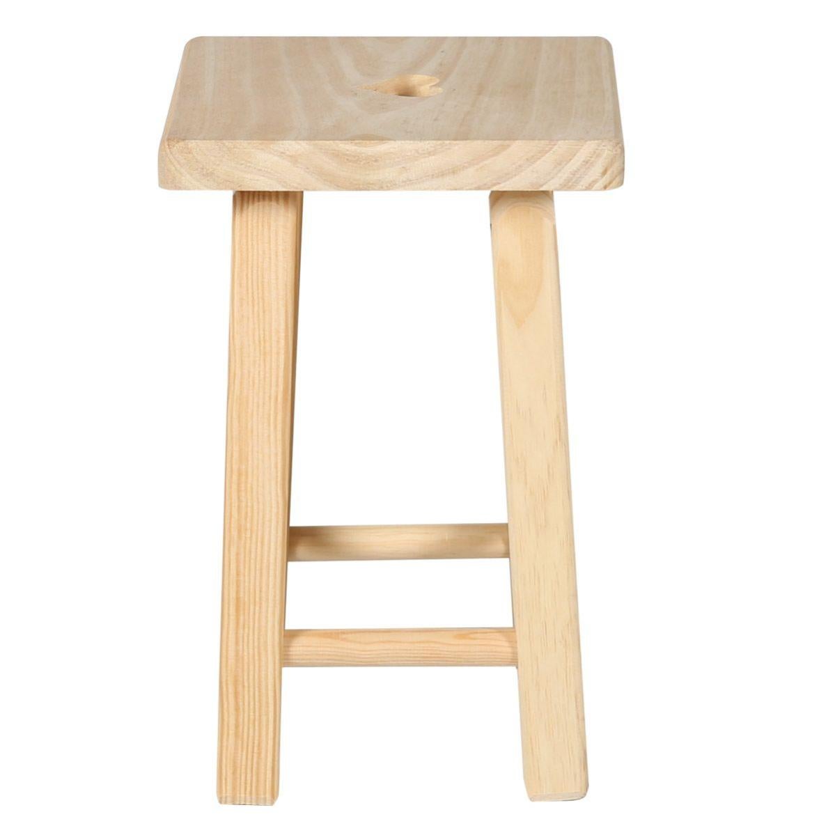 Tabouret en bois carré rustique avec coeur en pin massif brut - Région ...
