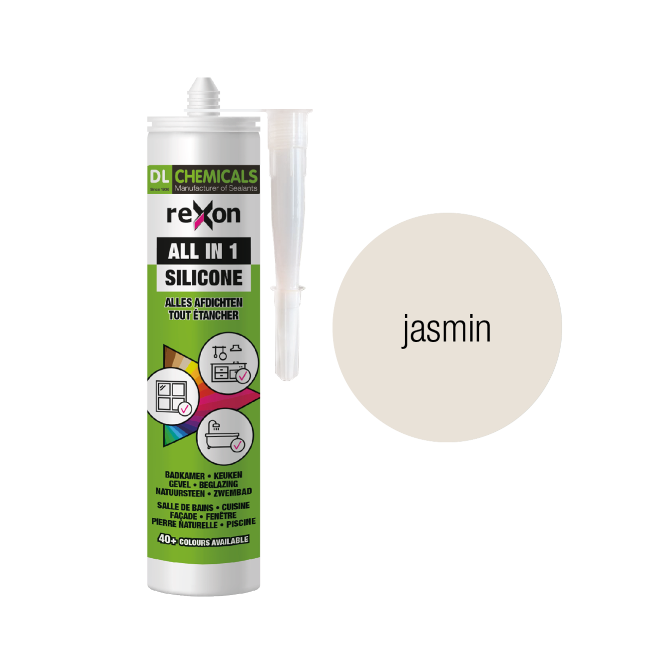 Silicone REXON Tout usage 290ml - Jasmin - Mastic d'étanchéité ...