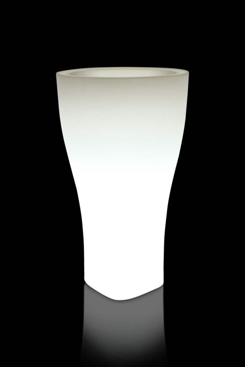 TORINO round pot height 100 cm. WHITE PEARL + light kit PEARL WHITE ...