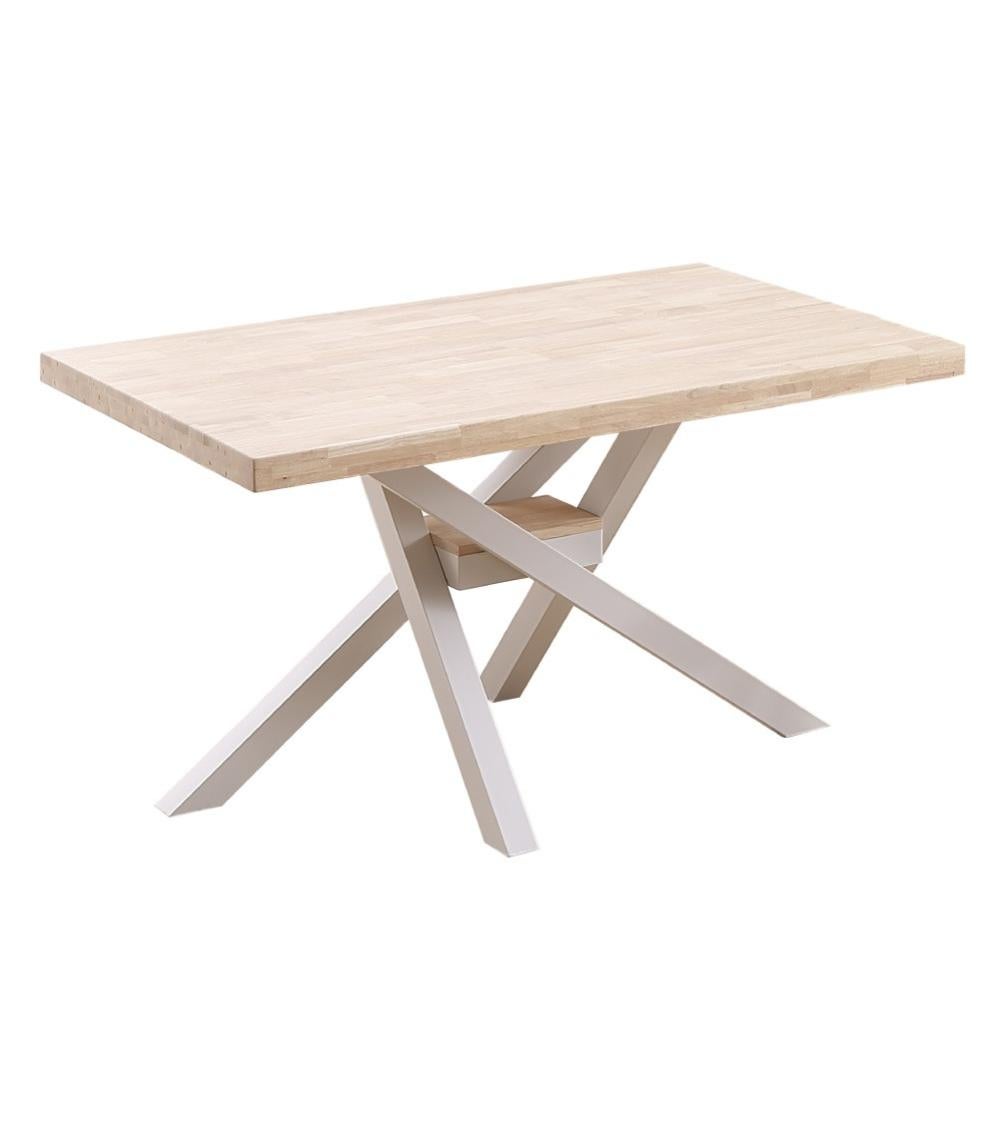 Mesa comedor industrial GAEL, madera de roble claro y patas metalicas ...