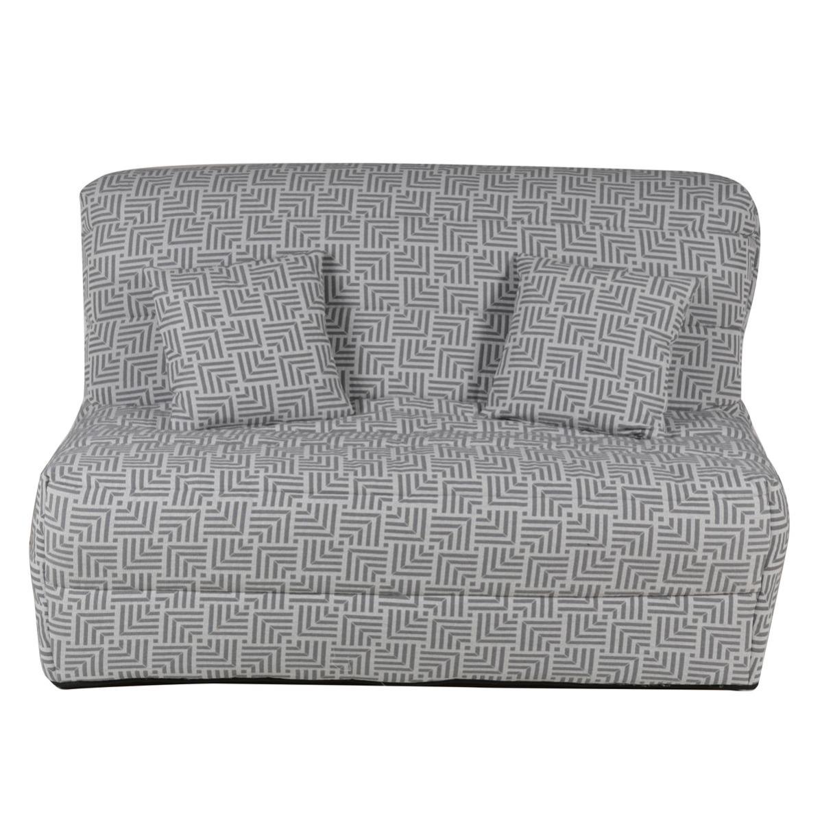 Canapé convertible BZ pin massif sculpté 140 x 200 cm Santorini gris ...