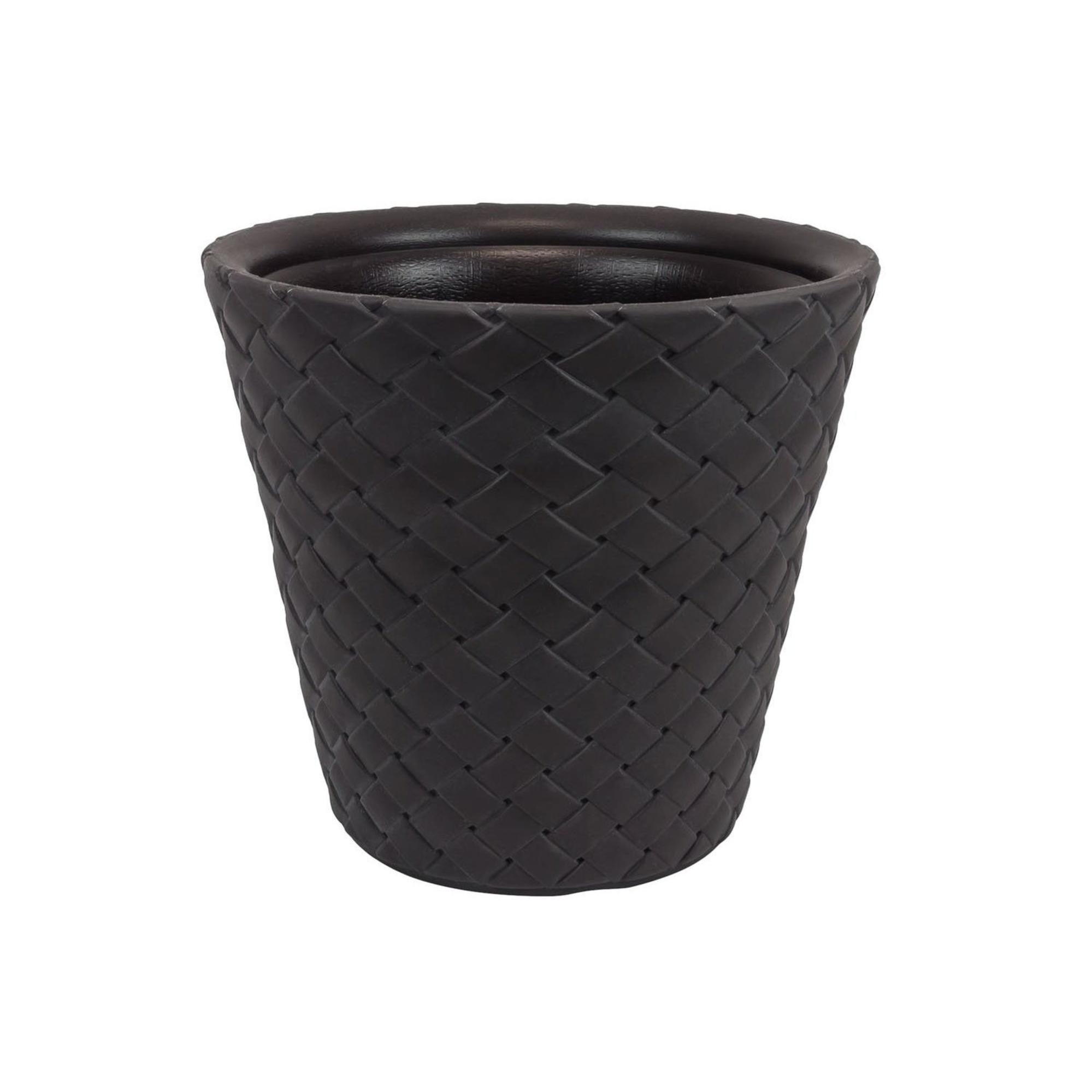 Pote de rotim sintético de 28 litros cor de chocolate 40 x 37 cm ...