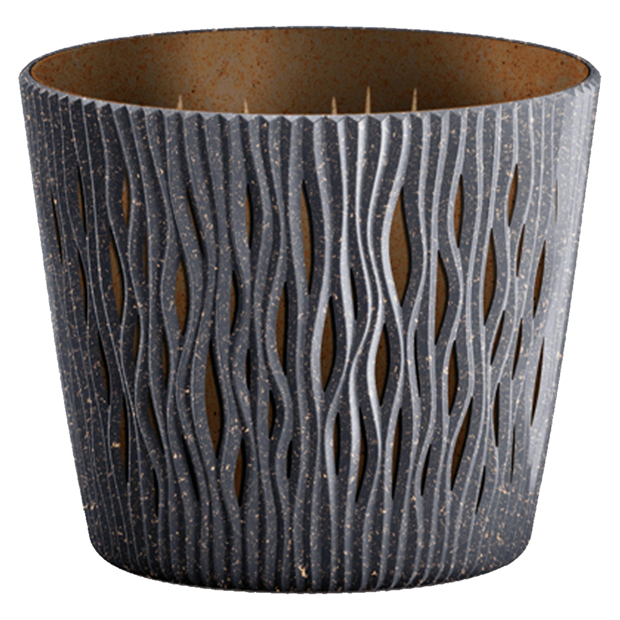 Pot de Fleurs 7,9L avec réservoir Sandy Round Eco Wood 26,2 x 26,2 x 22 ...