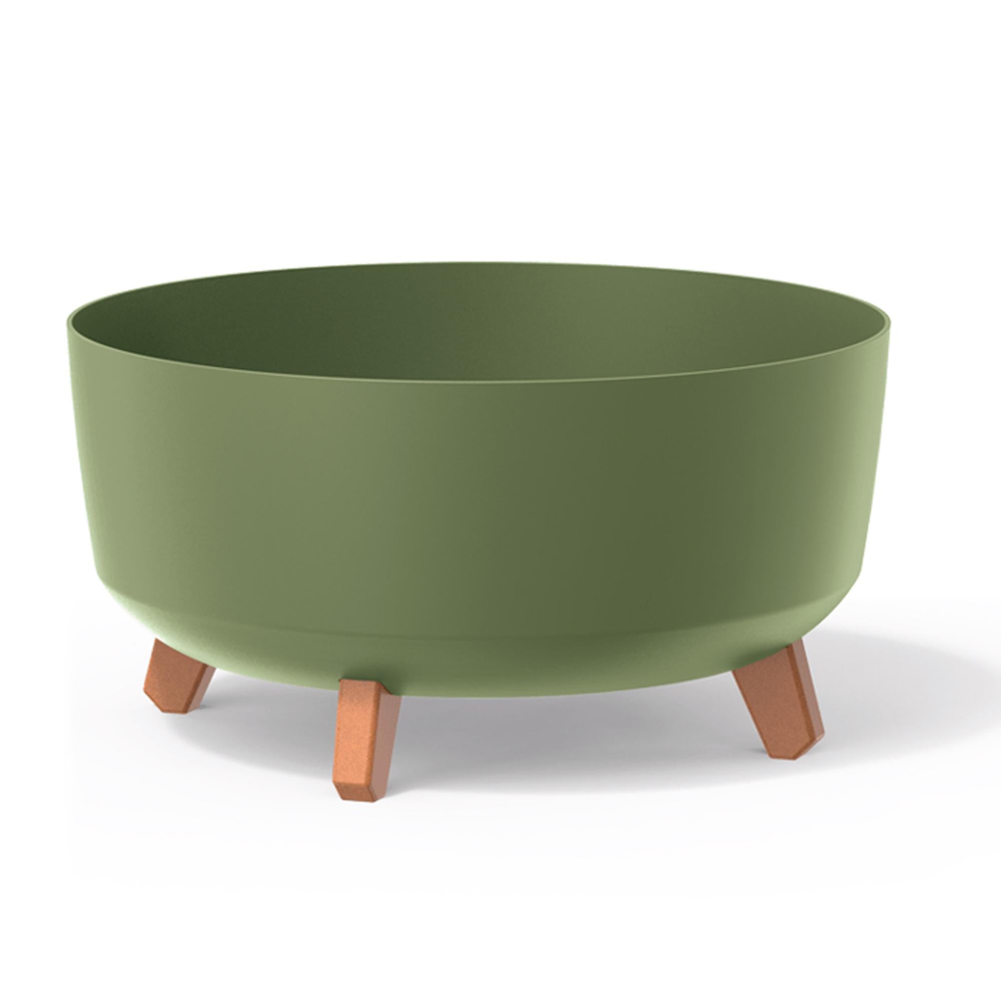 Pot de fleurs bas 14,3L avec pieds amovibles et insert 380 mm, vert ...