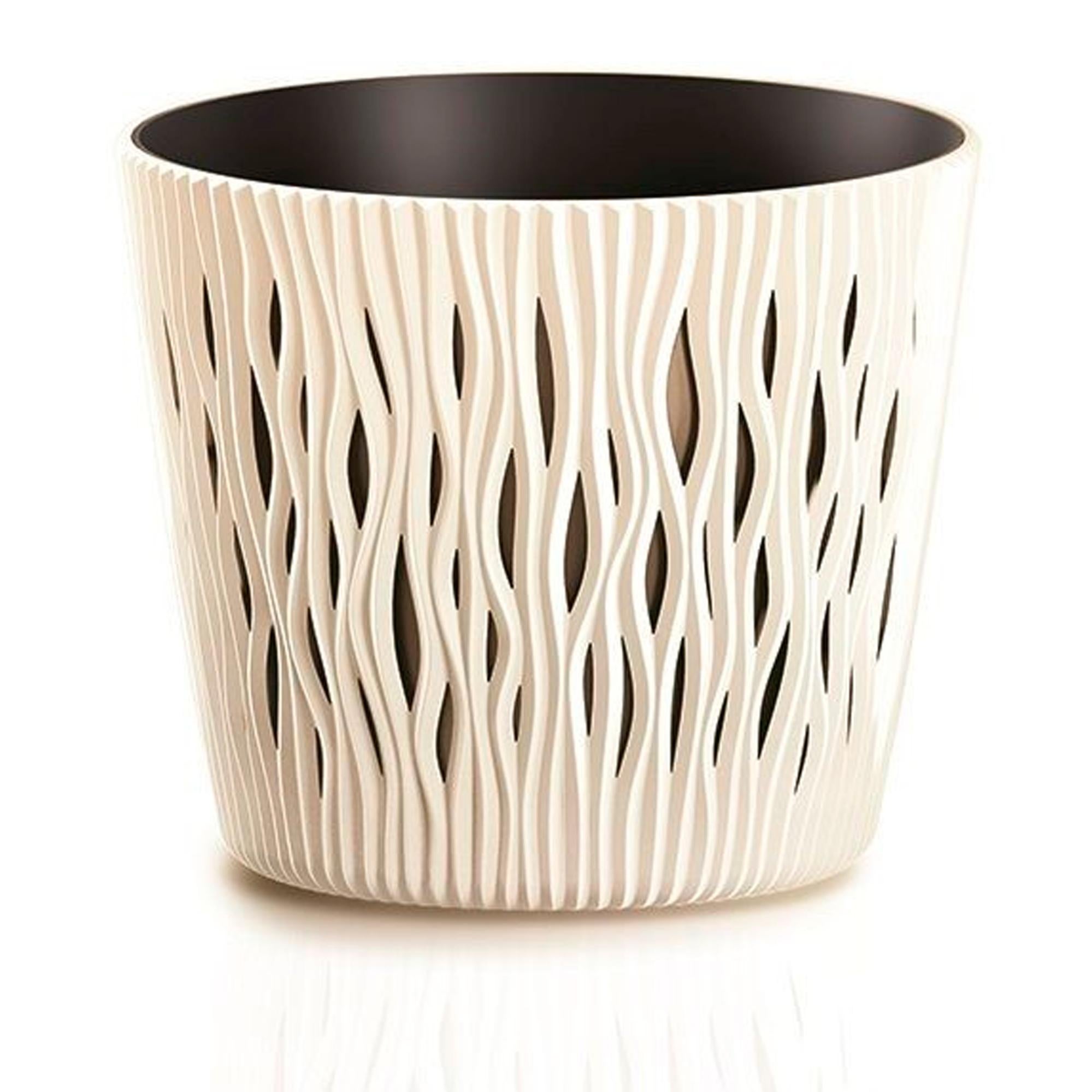 Maceta redonda de plastico Sandy Round en color crema 12 (largo) x 12 ...