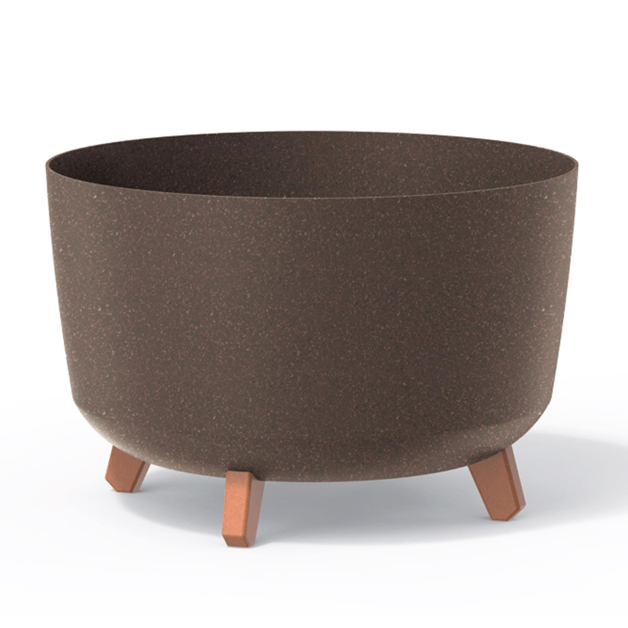 Pot de fleurs bas 21,5L avec pieds amovibles et insert 390 mm, Café ...