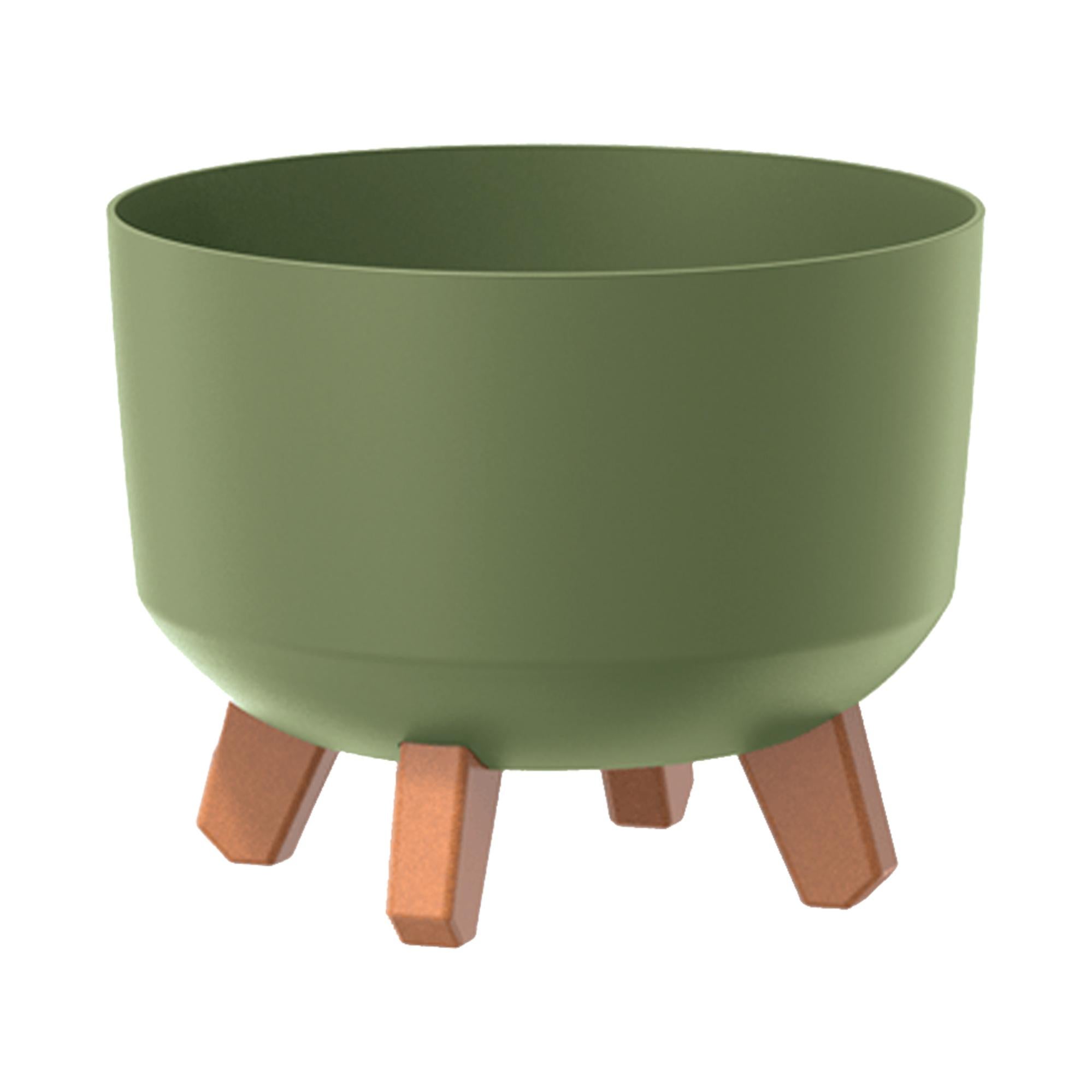 Pot de fleurs bas 5,1L avec pieds amovibles et insert 238 mm, vert ...