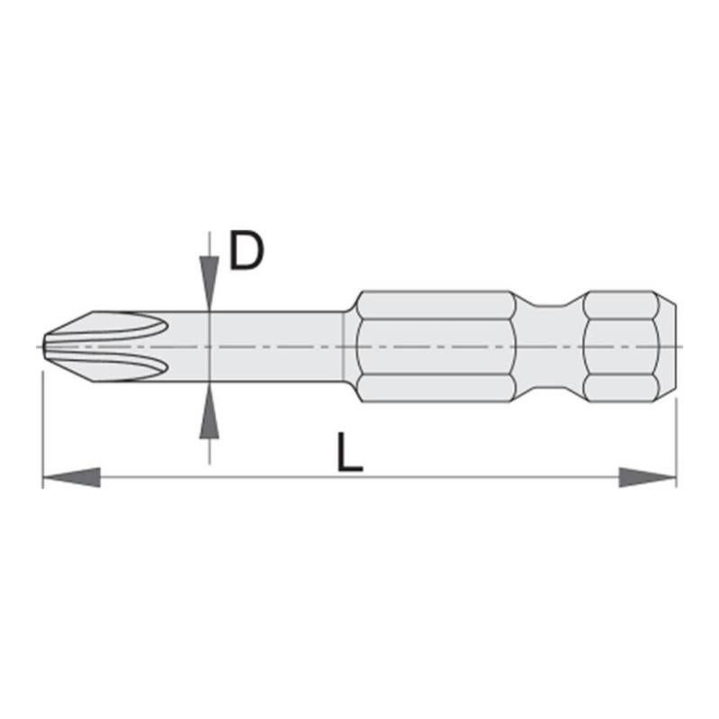 UNIOR 602522 - Double crosstip (PZ) bit, 3 pcs set-PZ 1 serie 6506E6,3 ...