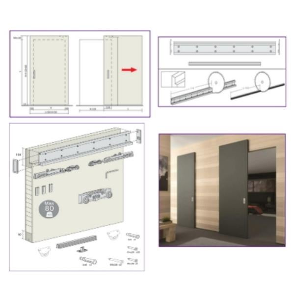 BINARIO PORTA SCORREVOLE invisibile MAGICAL 1200 per porta scorrevole ...