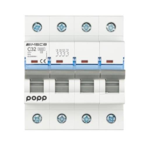 Interruptor automático magnetotermico 4P 32A 230/400V AC IP20 serie MSC8 gama industrial ...