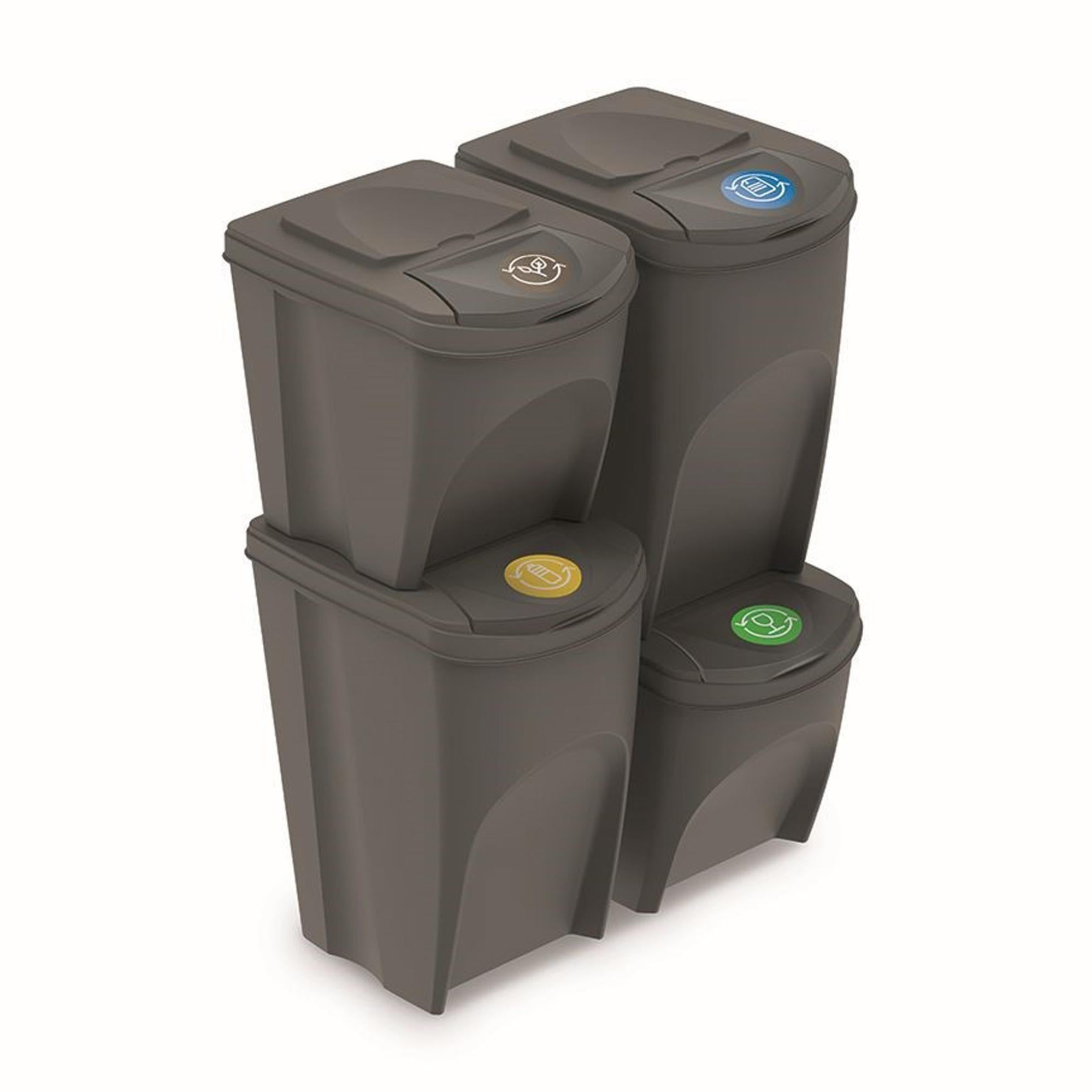 Juego de 4 cubos de reciclaje (2x35L y 2x25L) Prosperplast Sortibox de ...