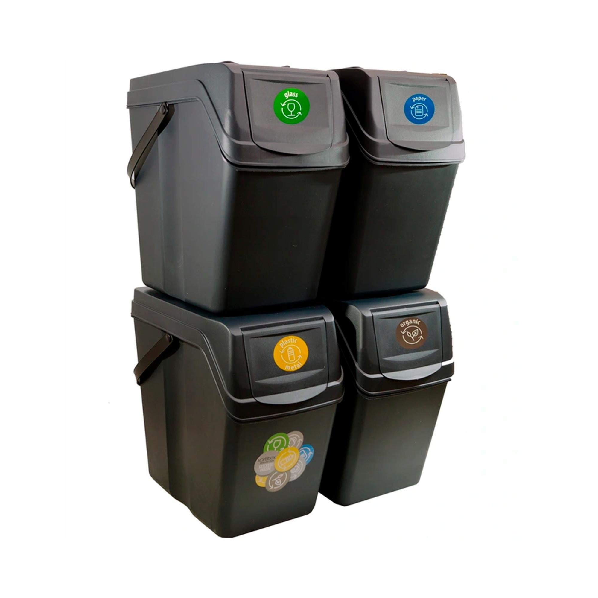 Juego de 4 cubos de reciclaje 100L Prosperplast Sortibox de plastico en ...