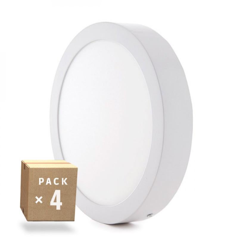 Pack de 4 plafonniers LED 12W 930Lm 6000ºK Surface 40 000H [GR-MZMD01 ...