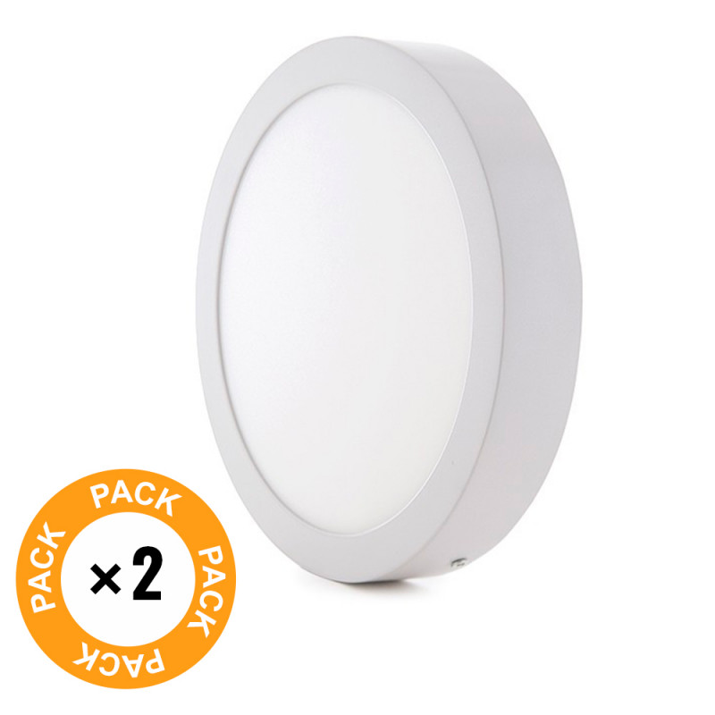 Pack 2 Plafónes LED 24W 1900Lm 6000ºK Superficie 40.000H [HO-PLAF-C-24W ...