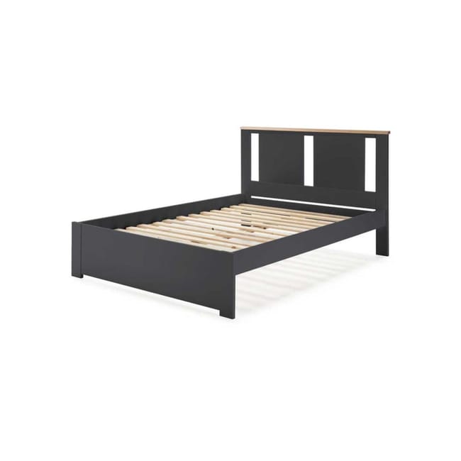 Lit complet 140X190 Gris Anthracite/Bois - LAGANA | Leroy Merlin Lit complet 140X190 Gris Anthracite/Bois - LAGANA | Leroy Merlin