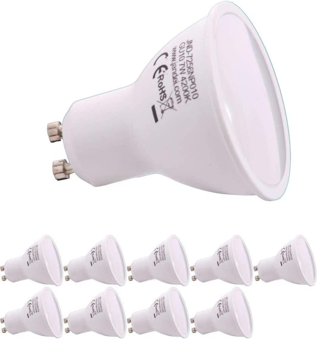 Pack de 10 Bombillas LED GU10 de 7W, 650 Lúmenes, Luz Blanca Neutra ...