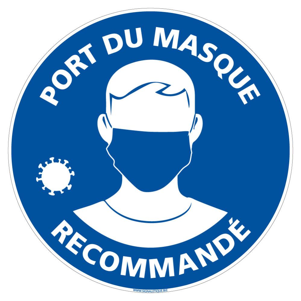 Panneau Port du Masque Recommandé Rond G1666. Signalisation CORONAVIRUS ...