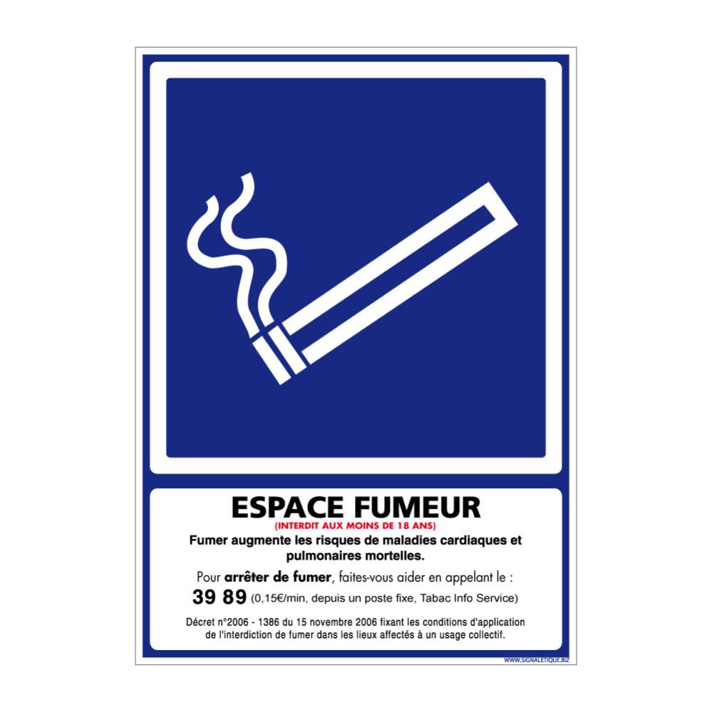 Affiche officielle Espace Fumeur, emplacement fumeur 300 x 420 mm ...