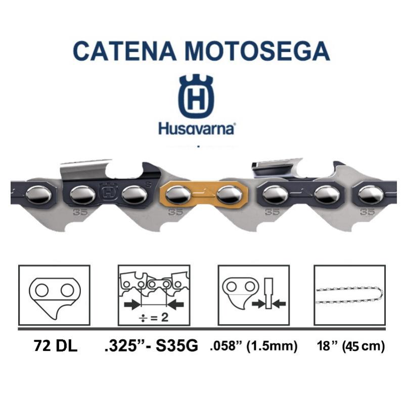 Catena Husqvarna X-CUT S35G da 72 maglie passo 325 spessore 1.5 mm | Leroy Merlin