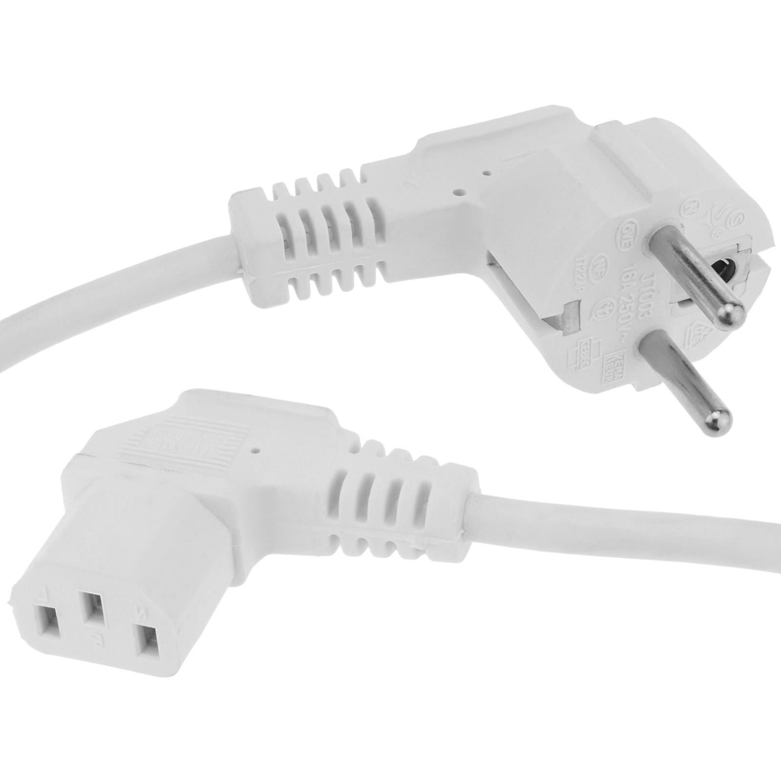 Câble d'alimentation blanc coudé 5m C13 vers SCHUKO-mâle | Leroy Merlin