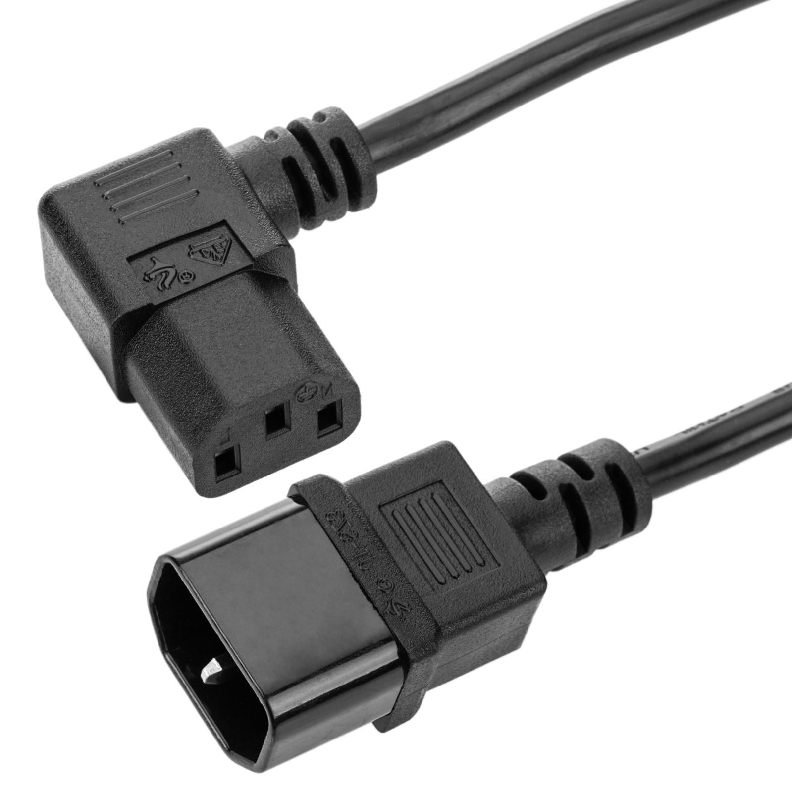 Câble d'alimentation noir 1,8 m C13 femelle coudé vers C14 mâle | Leroy ...
