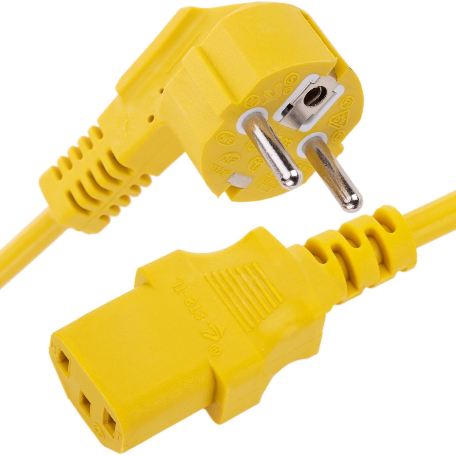 Cable de alimentación amarillo 3m C13 a SCHUKO macho acodado | Leroy Merlin