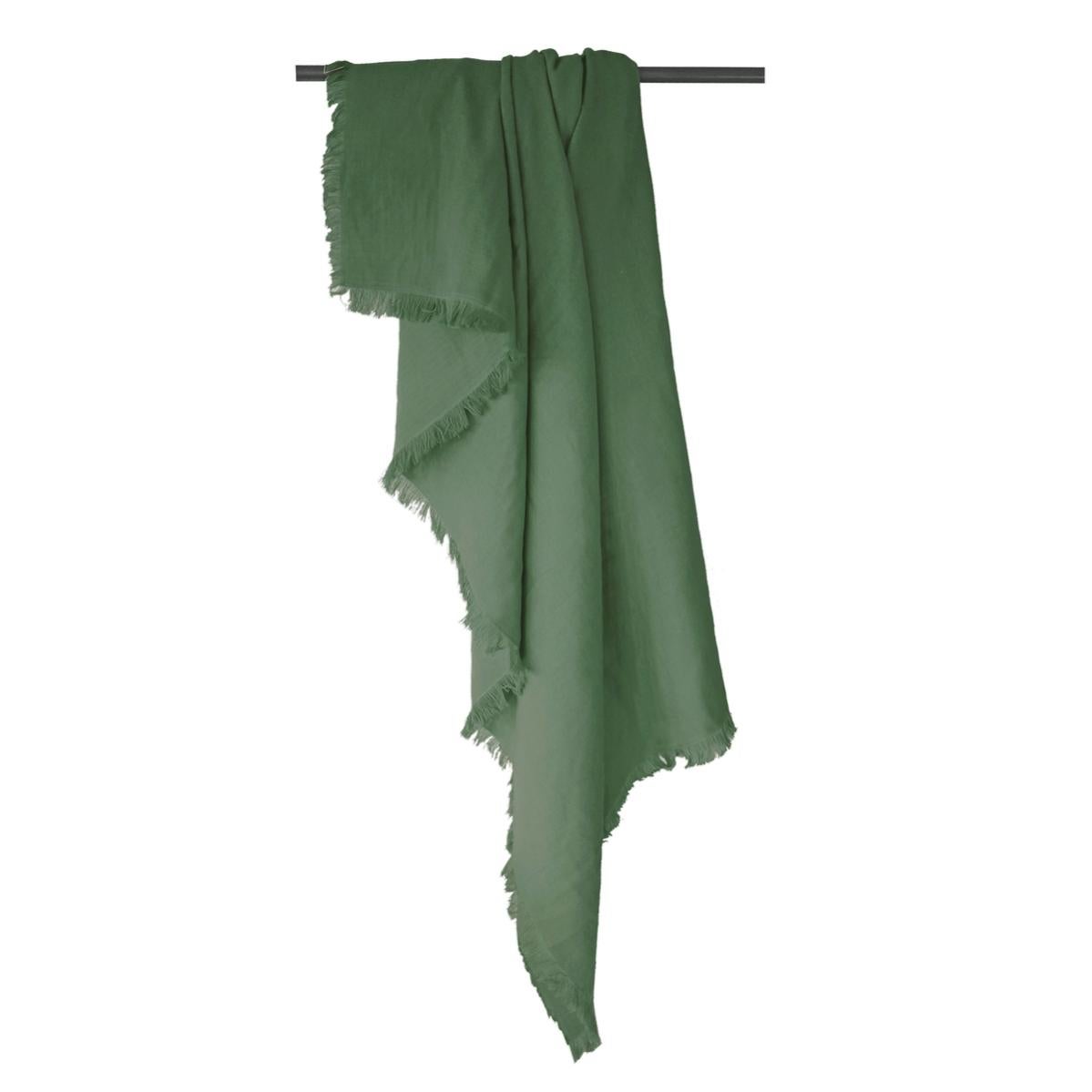 Plaid en gaze de coton vert loden 130x150cm Colombe | Leroy Merlin