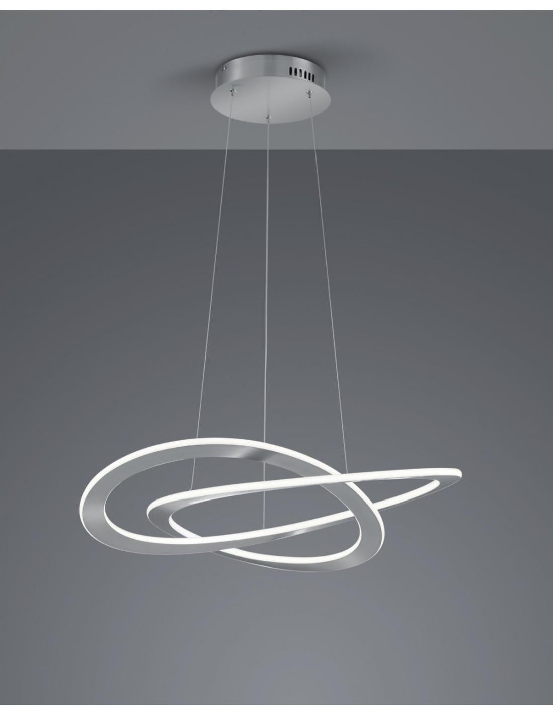 Suspension 2 Cercles Led Oakland Nickel Mat Dimmable Trio Lighting ...