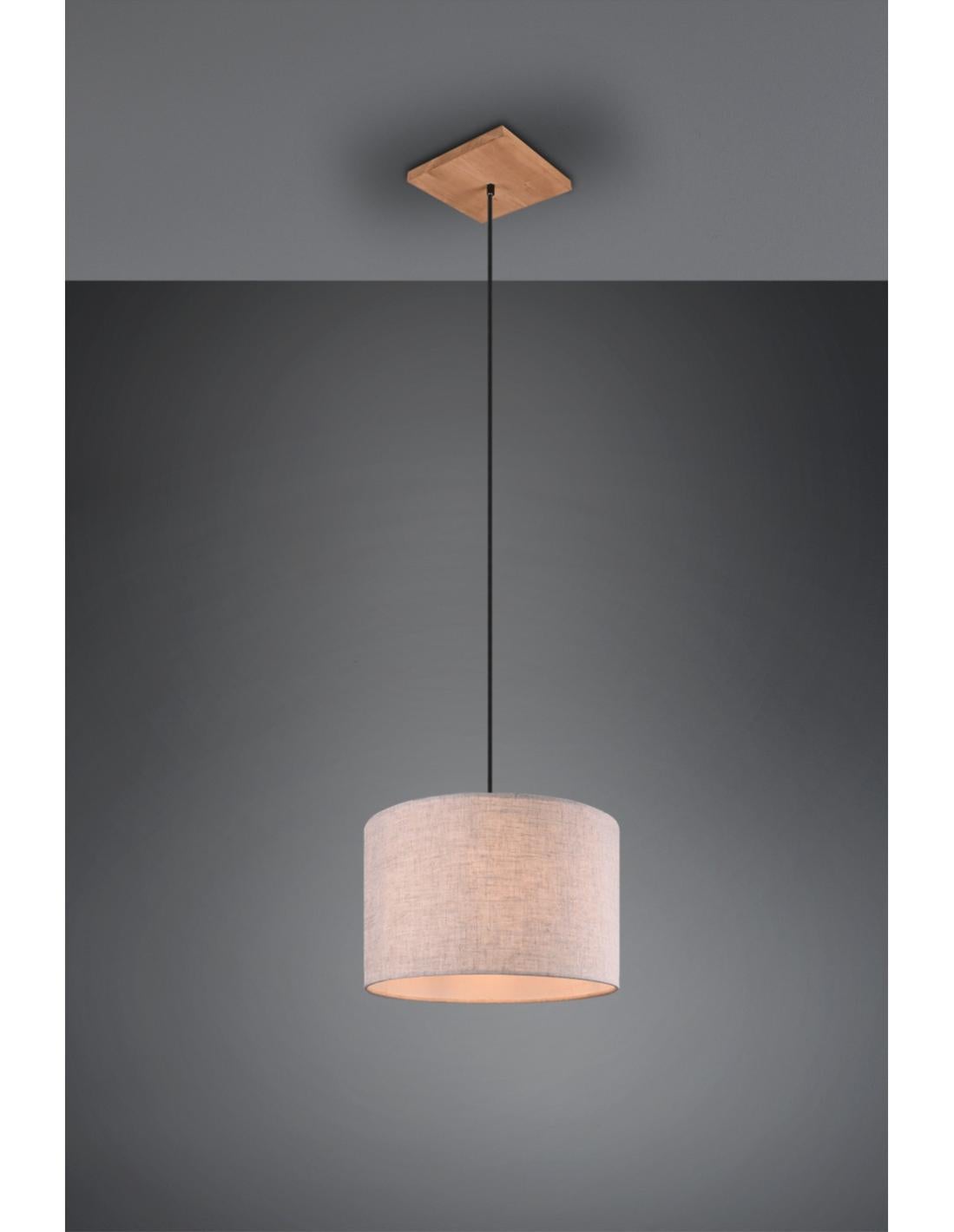 Sospensione Elmau 1xE27 Nichel E Paralume Sabbia Ø35 cm Trio Lighting ...