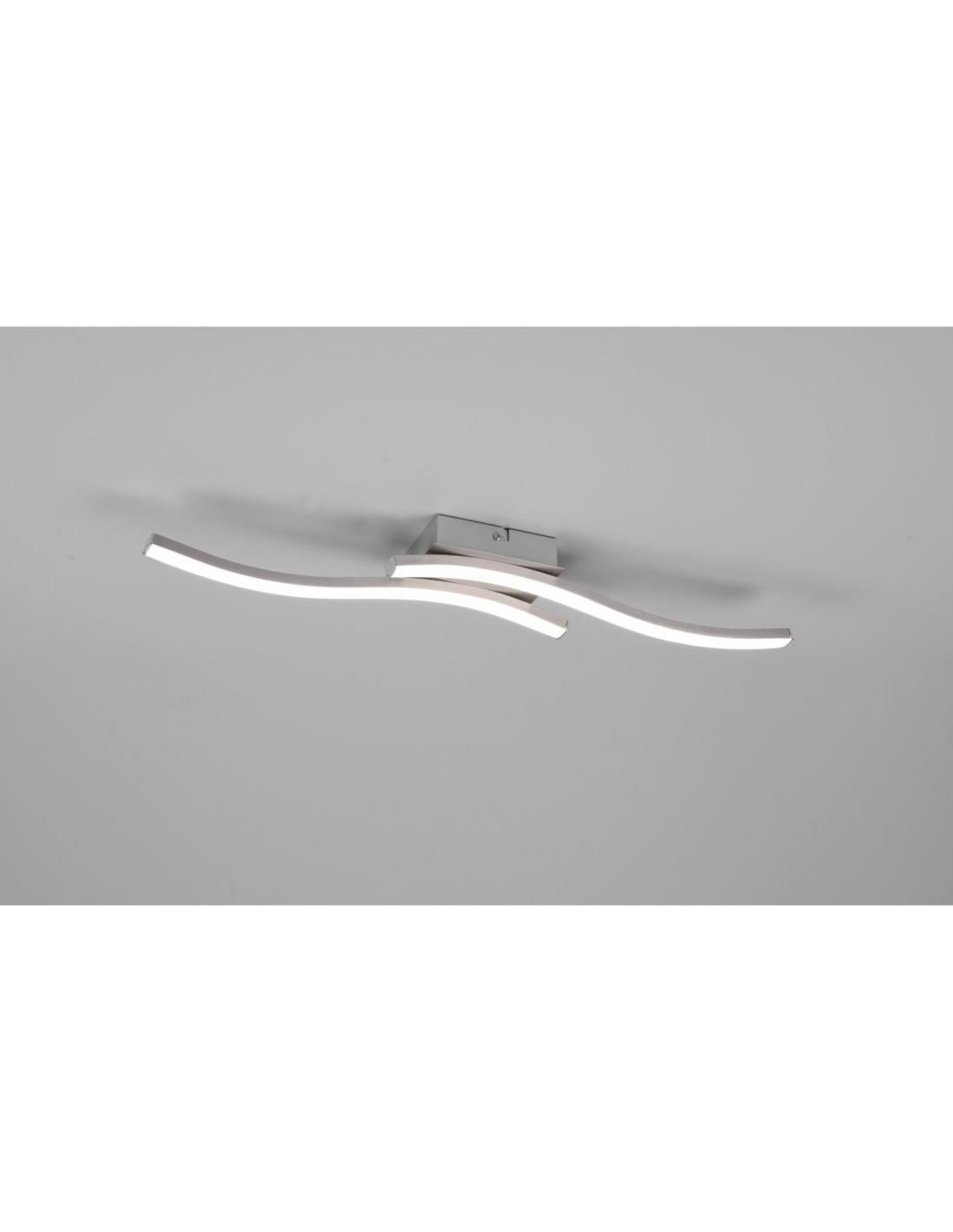 Plafoniera Design Doppia Bacchetta Ondulata Led 4000k Route Nichel Trio ...