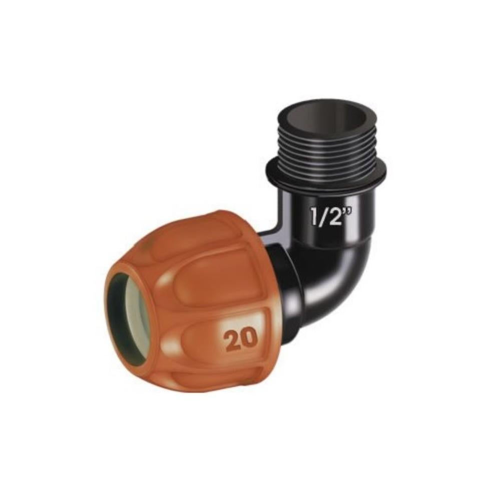 Raccordo a gomito per tubo 20 millimetri filetto 1-2" maschio | Leroy ...