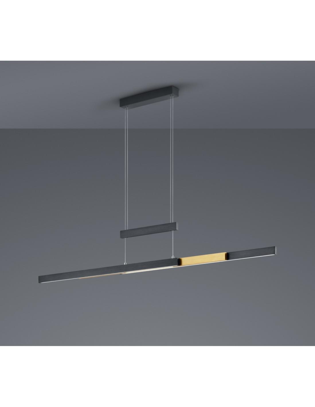 Lampadario Ufficio Moderno Trajan Doppio Led Touch Dimmer Nero E Ottone ...